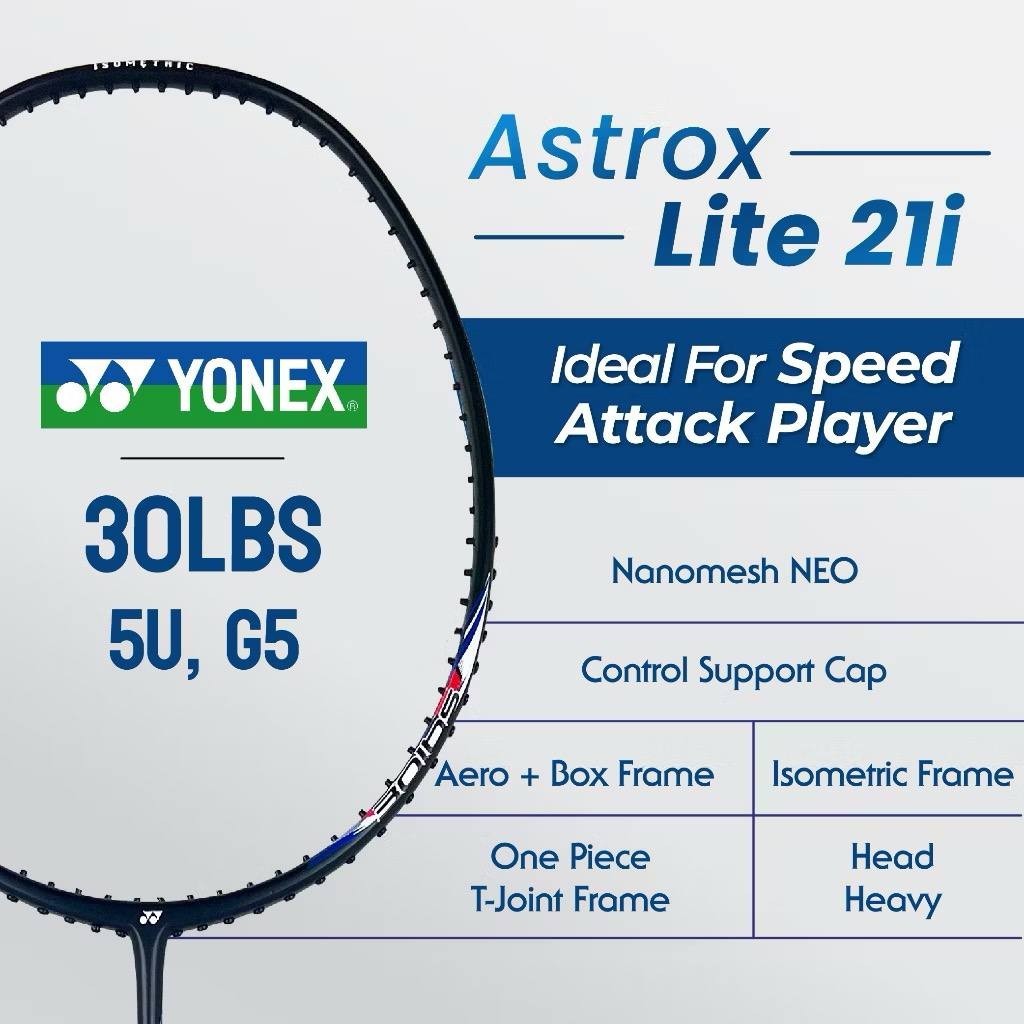 FREE STRING Grip YONEX ASTROX LITE 21i Racket ORIGINAL (MAX 30LBS) 5U ...
