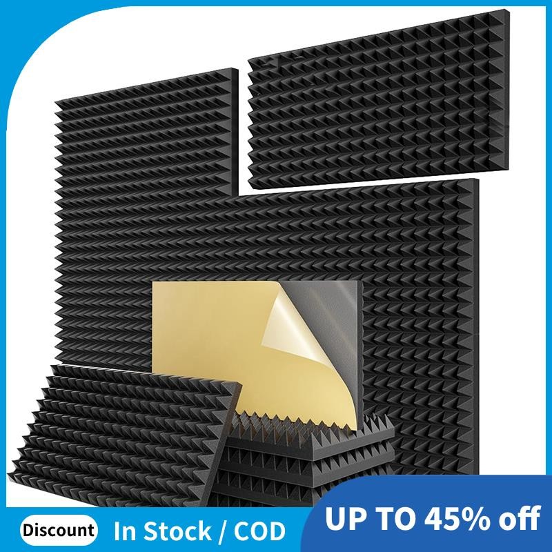 12 Pack Self Adhesive Pyramid Sound Proof Foam Panels, 24 X 12 X 2Inch ...