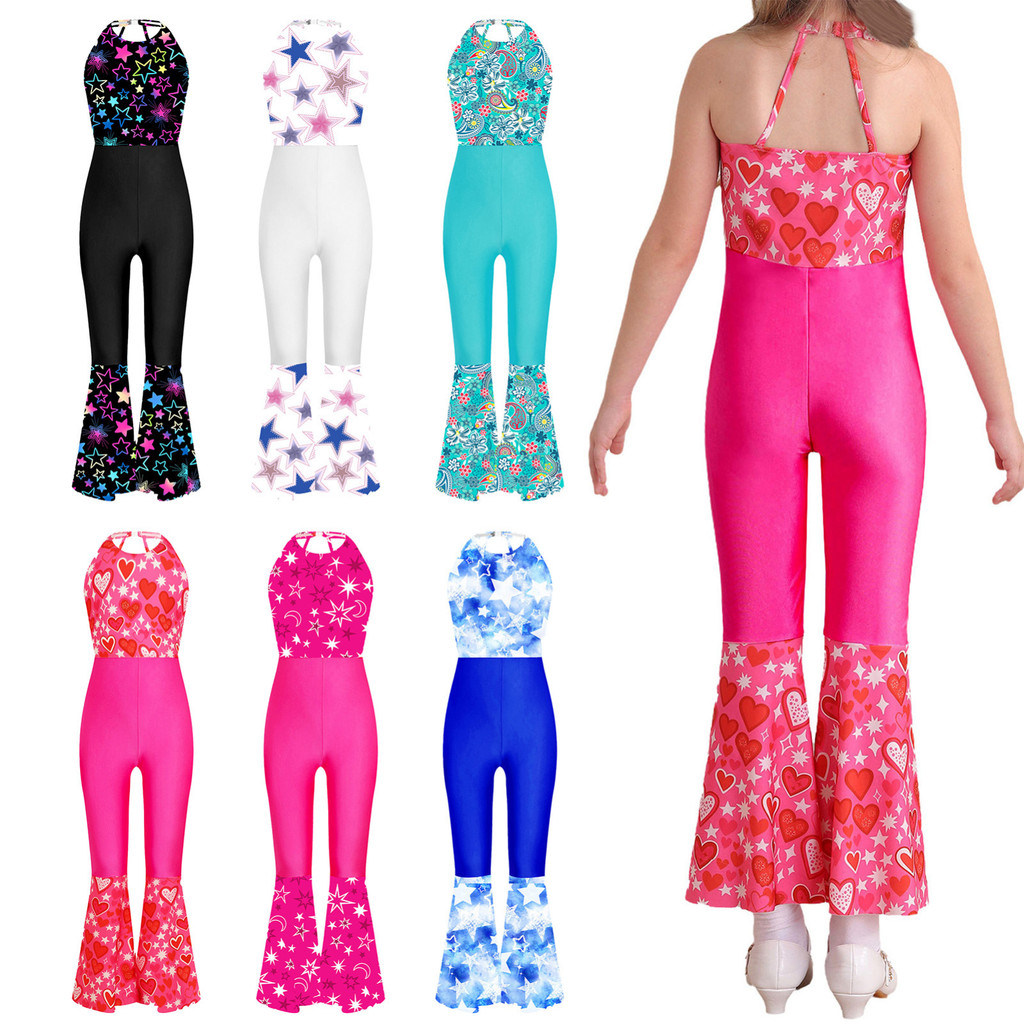 Aislor Kids Girls Halloween 70s Disco Cosplay Costume Sleeveless Open ...