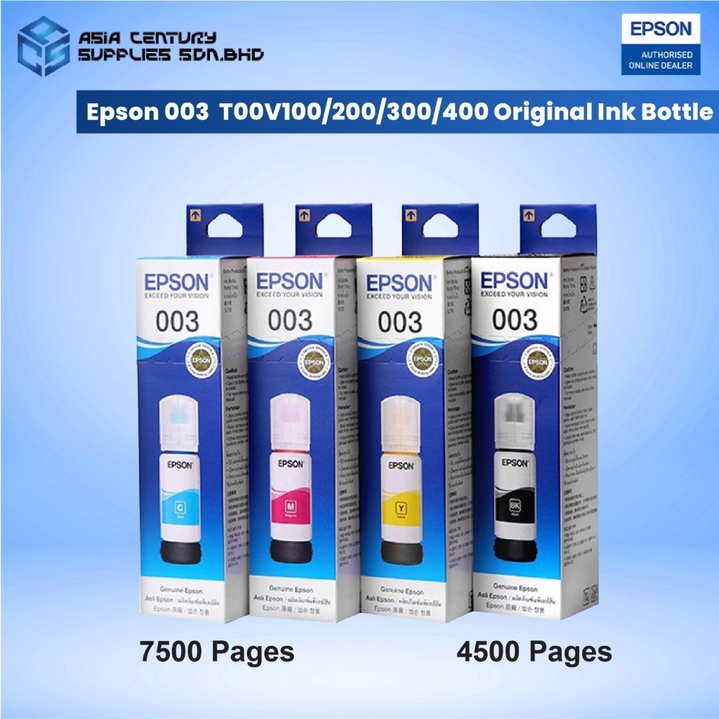 Epson 003 BCMY x1 set Ink Bottle T00V100 V200 V300 V400 / 65ml - Epson ...