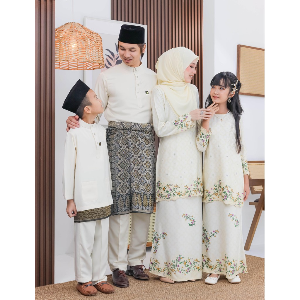 Set Family Kurung Suri Soft Yellow Baju Kurung Moden Ibu Anak Set ...