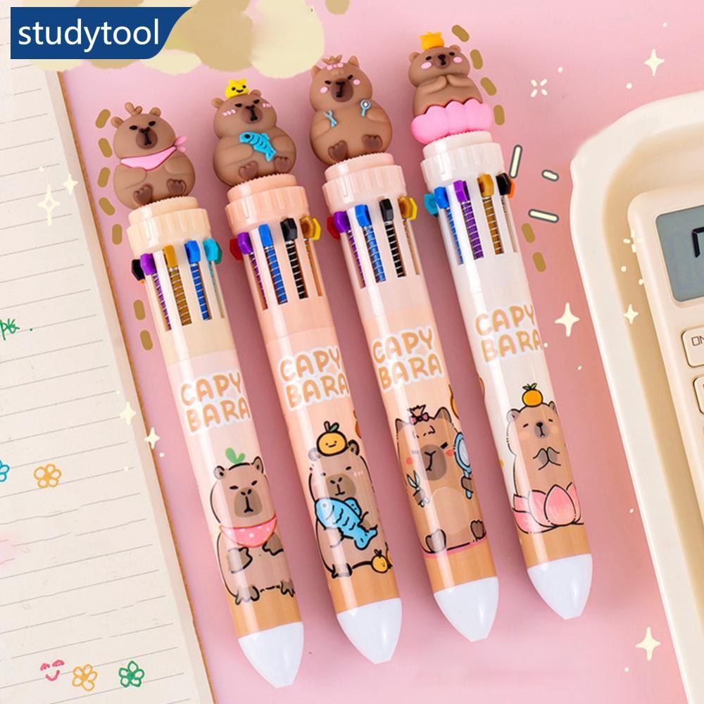 STUDYTOOL 10 Colors in 1 Ballpoint Pen Capybara 0.5mm Colorful Ink Gel ...