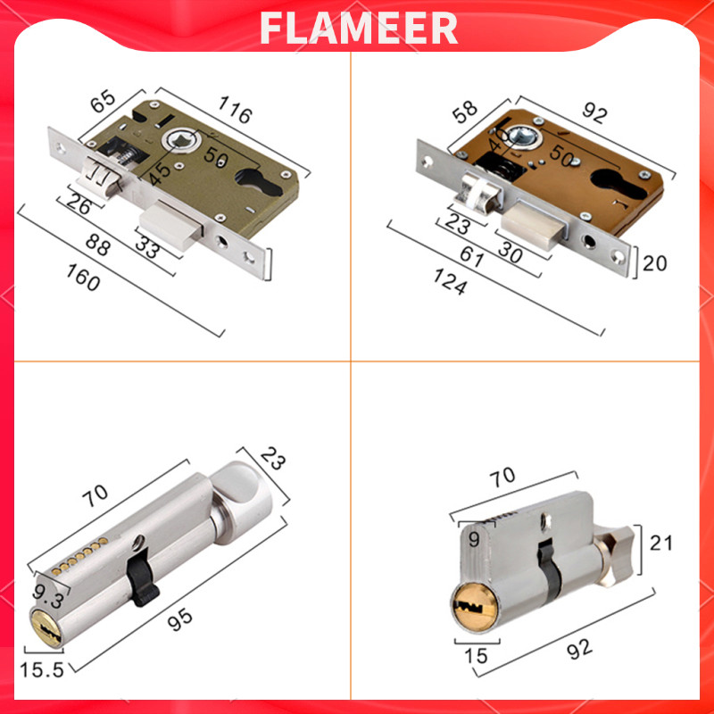 [FlameerMY] Stainless Steel Door Handle Lock Keyed Handleset Lever ...