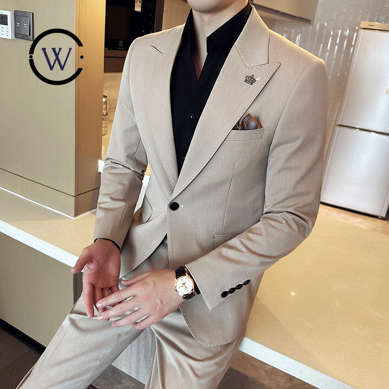 Dark Series Gun Barge Collar High-End Suit One Button Suit Two-Piece ...