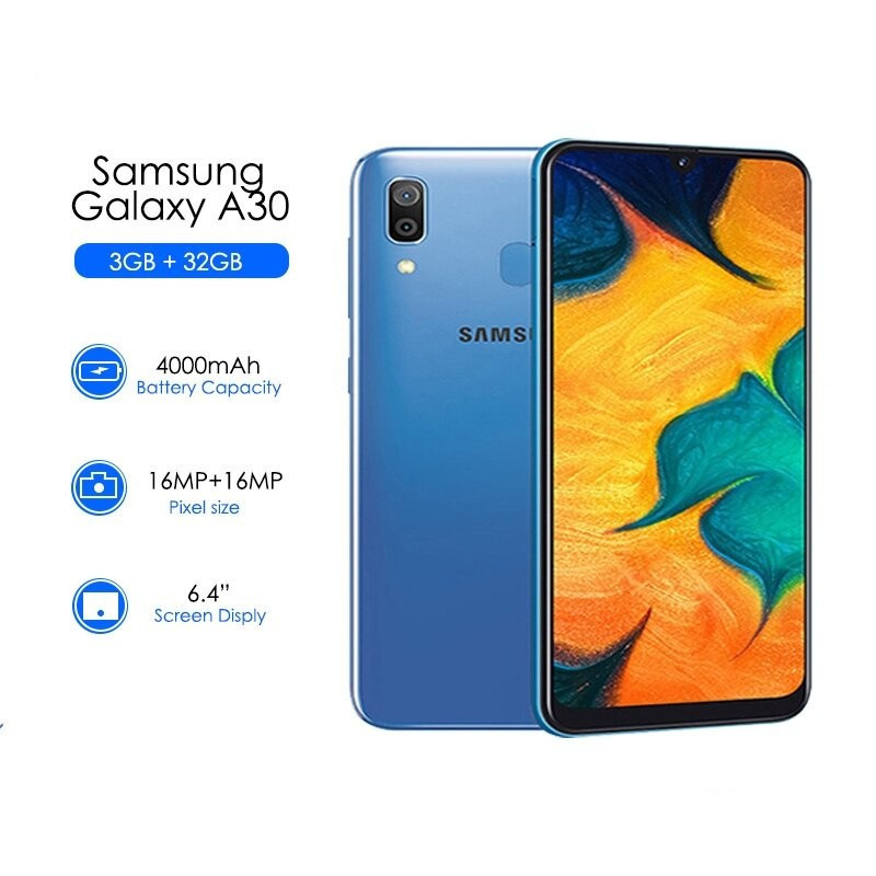 Samsung Galaxy A30 A305F Original Unlocked Dual Sim Card Android Wi-Fi 16MP 6.4'' 32GB 3GB RAM ...