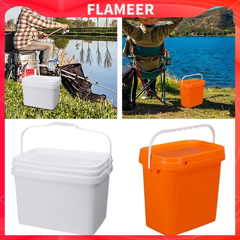 [FlameerMY] 10L Rectangular Bucket All Purpose Pail Versatile Outdoor Organizer with Handle and ...