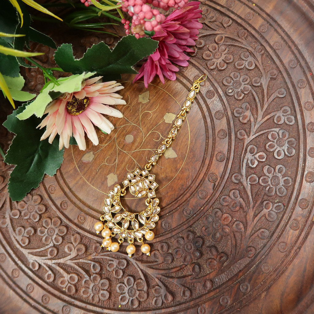 New Designs - Kundan Gold Style Indian Head Chain / Mang Tikka | Shopee ...