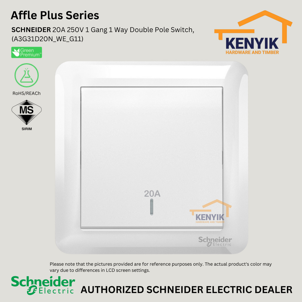 SCHNEIDER 20A 250V 1 Gang 1 Way Double Pole Switch (Air-Conditioner ...
