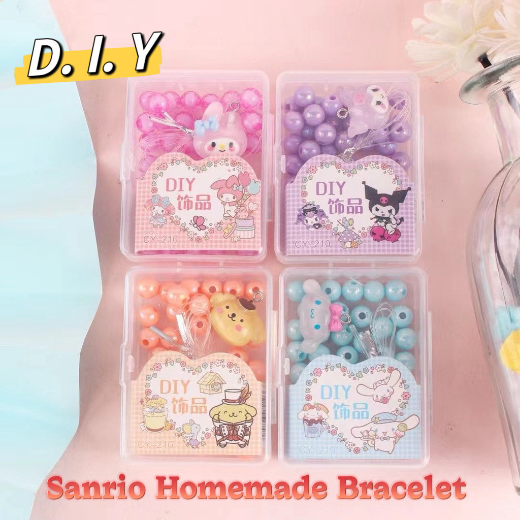 Child Diy Bracelet Sanrio Melody Cinnamoroll Kuromi Beaded Bracelet Cute Hellokitty Homemade ...