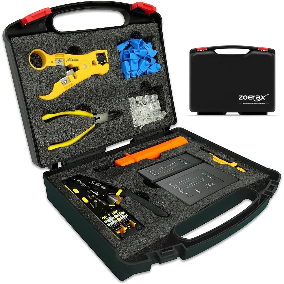 ZOERAX Professional Network Tool Kit, 8 in 1 RJ45 Crimp Tool Kit - Pass ...