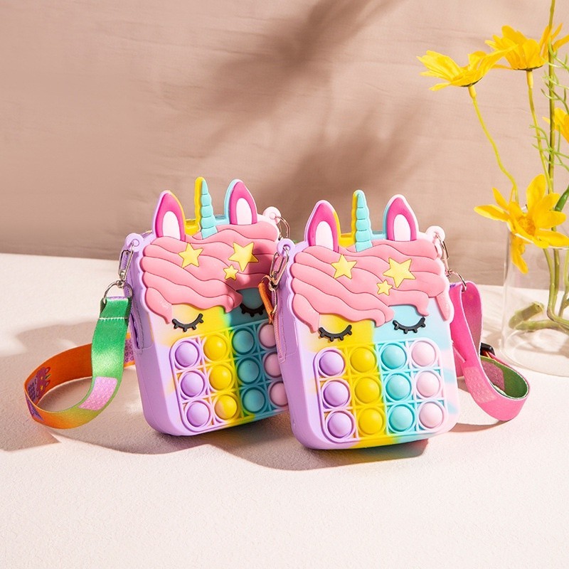 Cute Kids Pop It Bag/Pop It Unicorn Rainbow Sling Bag- BAO044 | Shopee ...