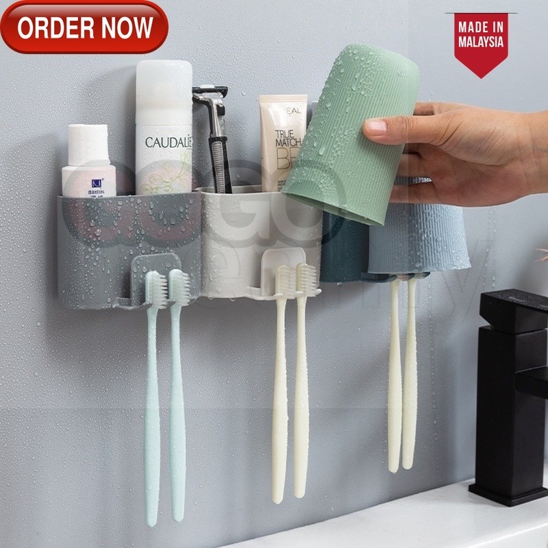 GG Toothbrush Hanging Holder Razor Stand Cups Drain Shelf Toothpaste ...