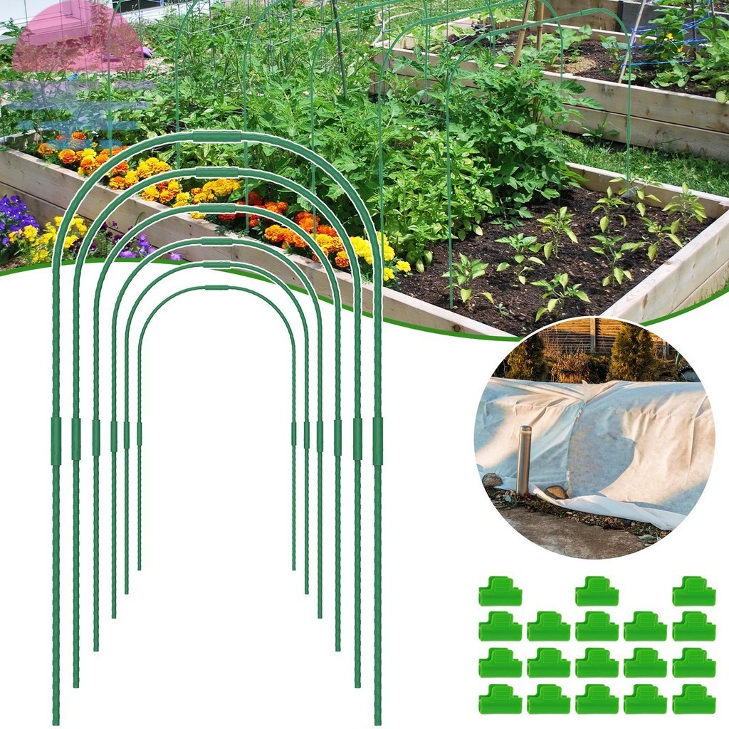 60Pcs Greenhouse Hoop Grow Tunnel Kit Steel Greenhouse Support Hoop ...