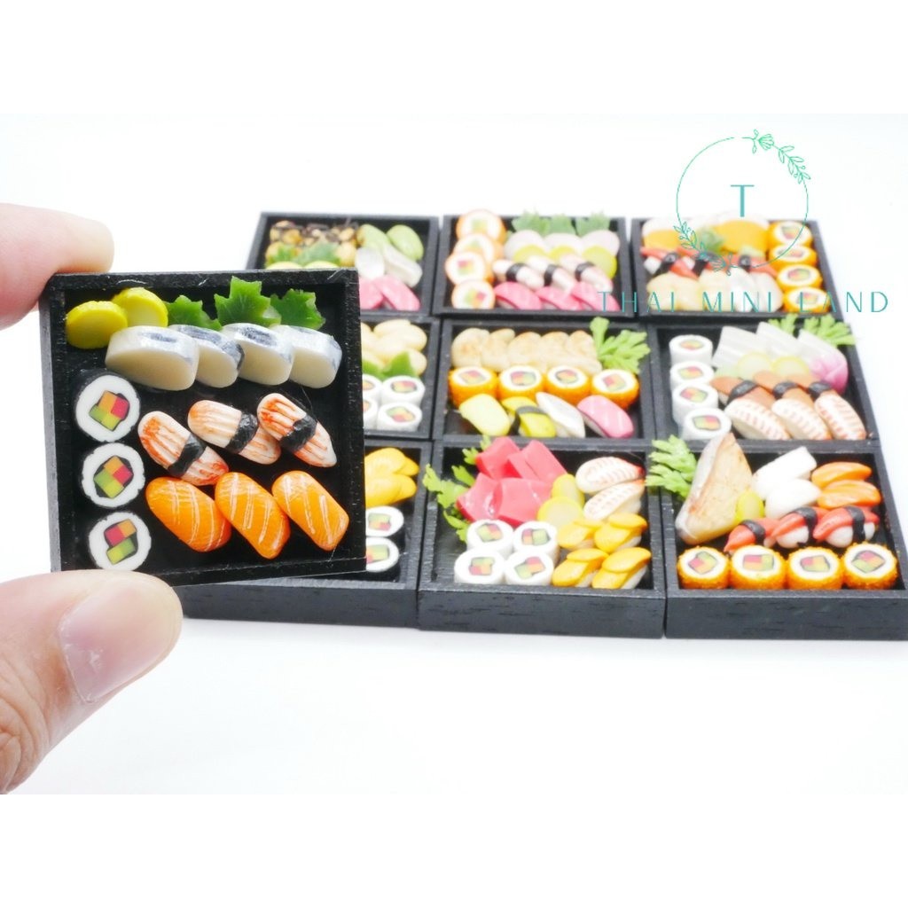 Sushi Box (B) Mini Set Clay Mold Miniature Food Japanese Decoration ...