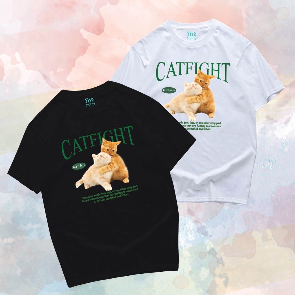 COD (Delivery In Bangkok) MAO Shop Cat Fight Shirt CATFIGHT Both White ...