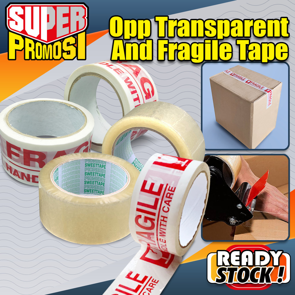 OPP Fragile Tape & Transparent Tap Tape Stationery Fragile Packing Cellophane 48mm x 80m Micron ...