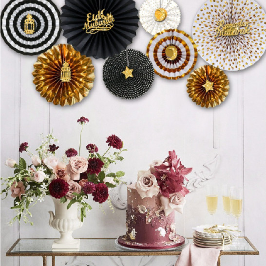 Paper Fan Eid Mubarak Eid Ramadhan Party Fan contains 8 pcs | Shopee ...