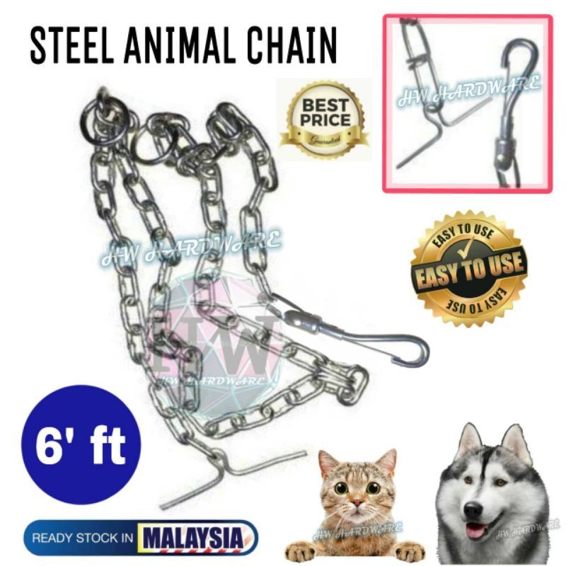 Heavy Duty Steel Animal Chain 6' feet / Dog Chain Leash, Anti Chew ...