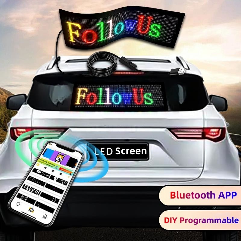 LED Car Sign Multilingual Messages Scrolling Text Screen USB 5V APP ...