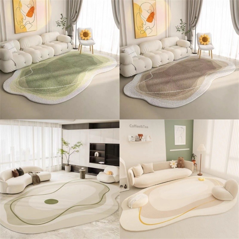 Irregular Shape Plush Carpet Living Room Full of Large Size Coffee ...