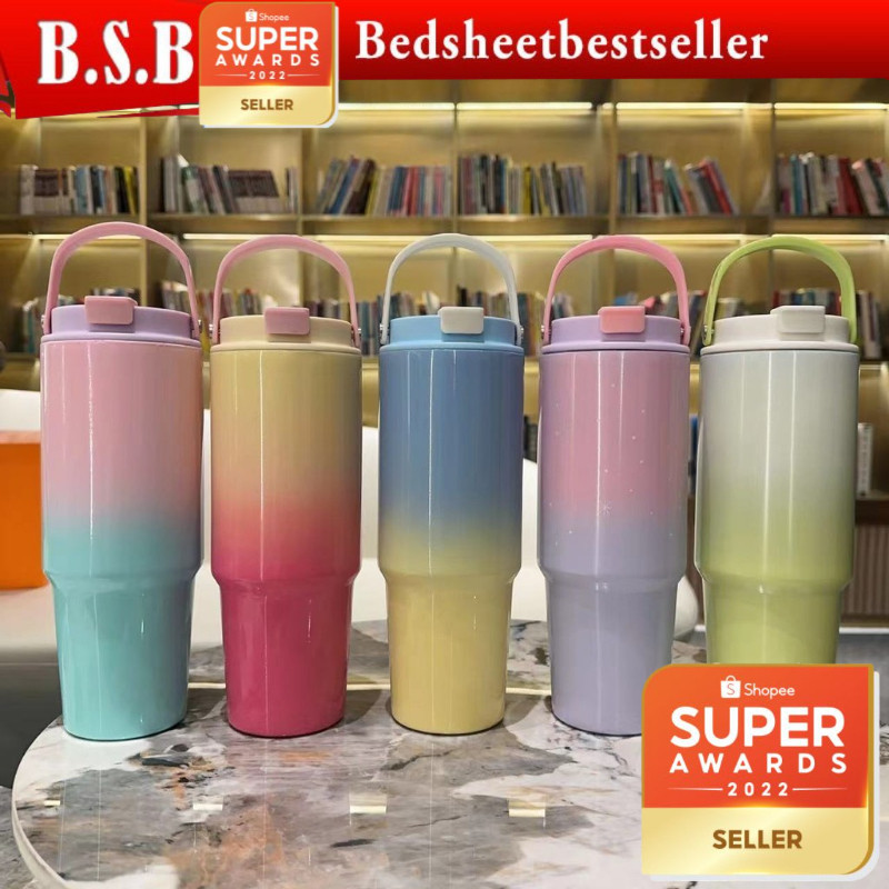 304 Stainless Steel Thermos 900ml Bottle With Closed Lid 2 Drinking Heads With Convenient Handle ...