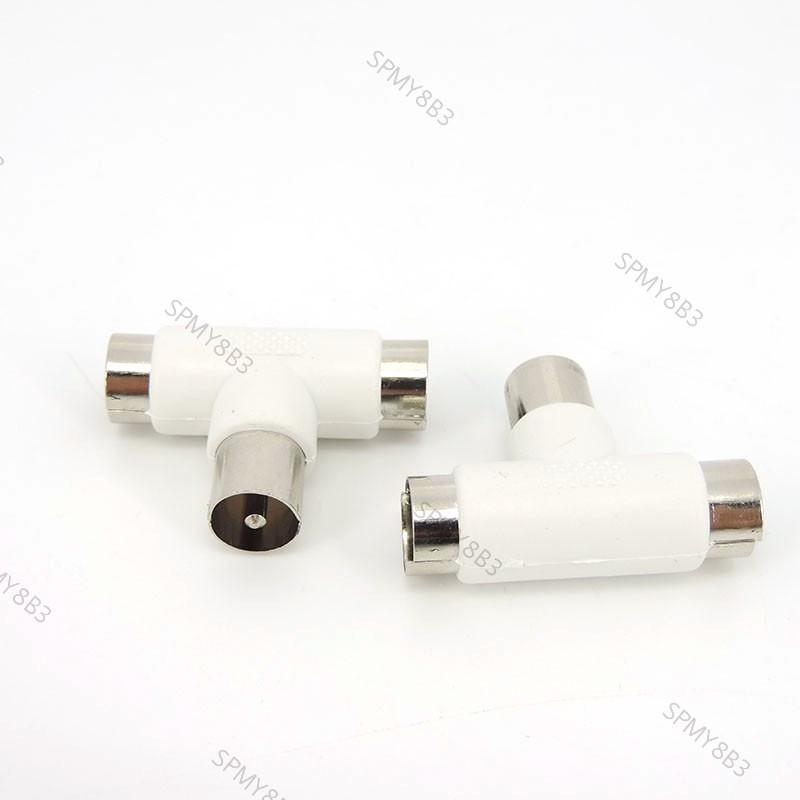 T-Type 2-Way TV Splitter Antenna Connectors Adapters Coaxial Cable with ...