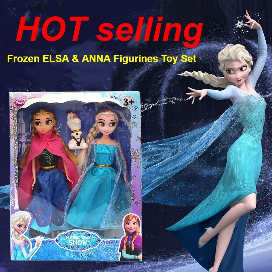 Cartoon Disney Frozen Doll Set 3 Pcs Doll Set Disney Frozen Figurines Elsa & Anna & Olaf Doll ...