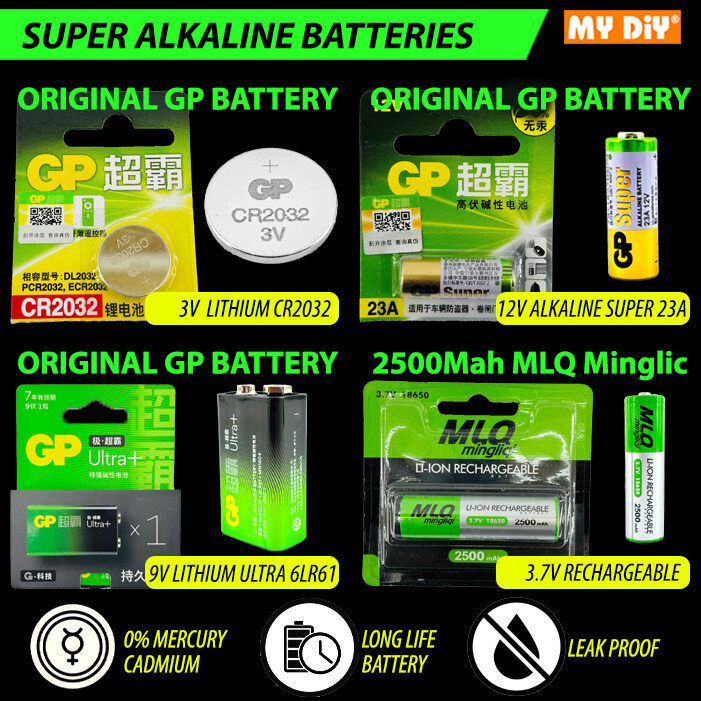 ORIGINAL GP ALKALINE BATTERY 3V CR2032 COIN CELL LITHIUM / 12V 23A ...
