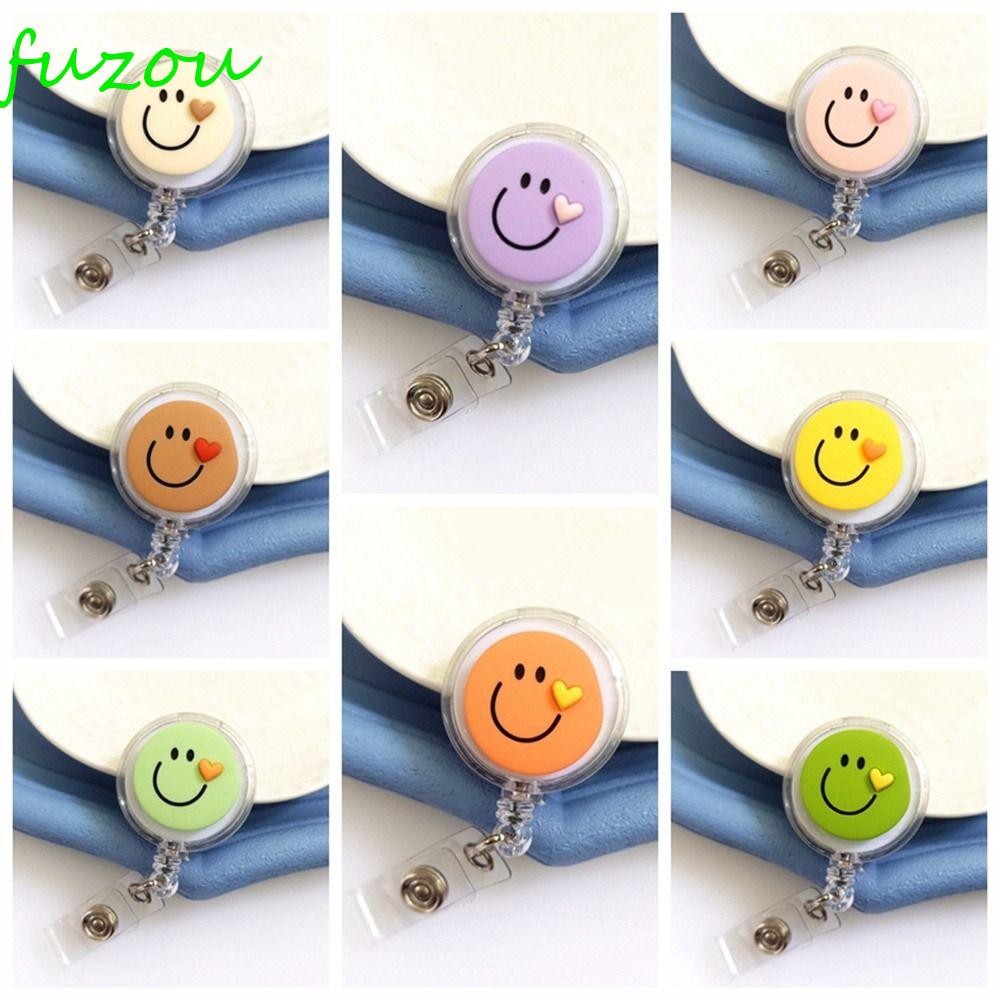 FUZOU Nurse Badge Reel, Smiling Face Name Tag Retractable Badge Holder ...