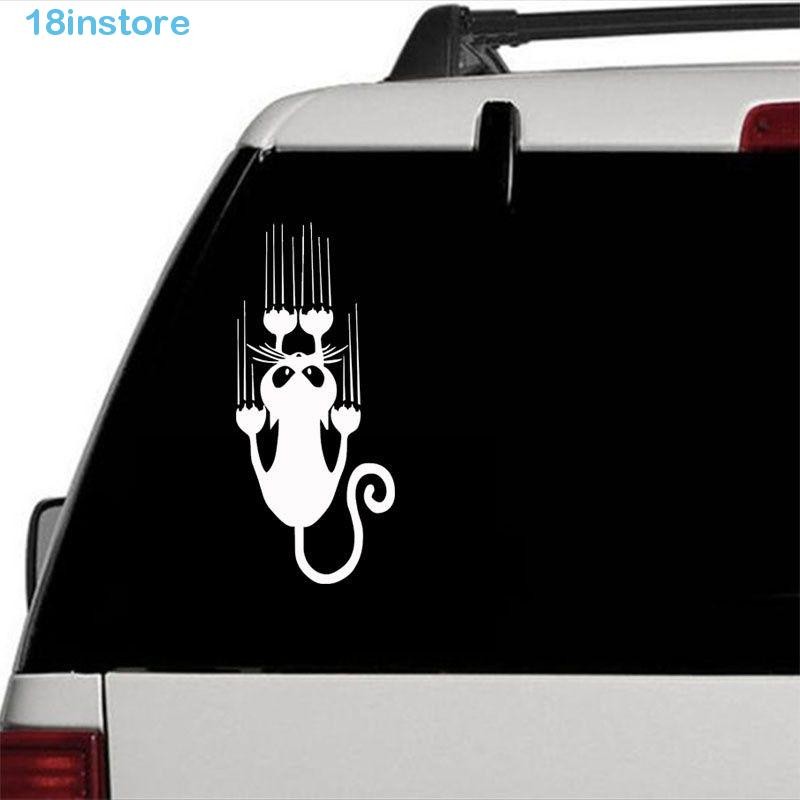 INSTORE Car Stickers Cute Cat Funny Glass Removable Reflective Window ...