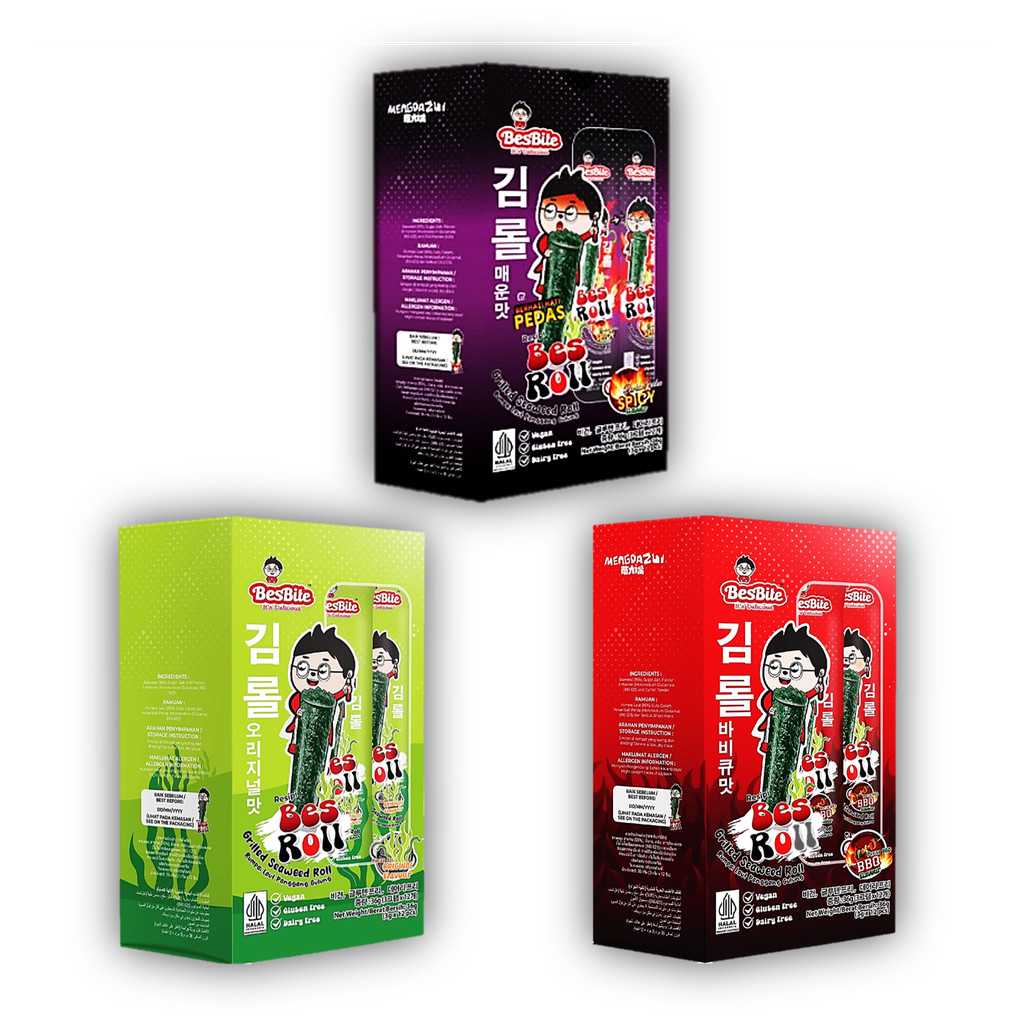 Besbite Besroll Grilled Seaweed Roll 3gx12's [Original / BBQ / Spicy] | Shopee Malaysia