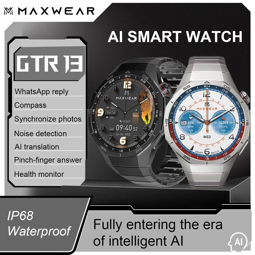 Maxwear GTR13 Smartwatch Waterproof IP68 Bluetooth Call Reply WhatsApp ...