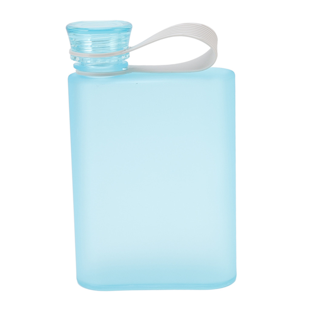 Flat Water Bottle Plastic Leak Proof Transparent Square Portable Paper ...