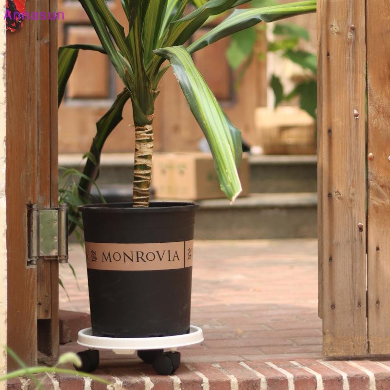 Annasun Pot Tray With Wheels Round Movable Planter Dolly Trolley Pallet ...