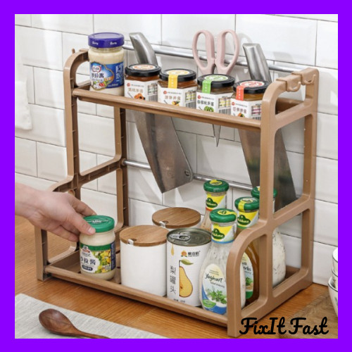 Spice Rack Organizer 2 Tier Design Kitchen Organizer Storage Rak Rempah ...