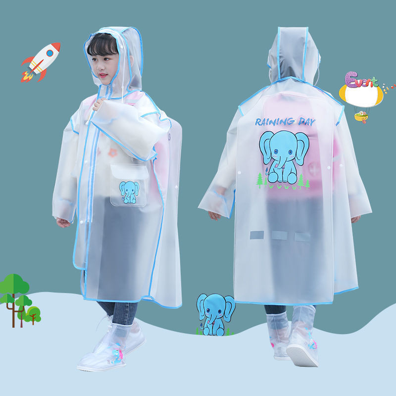 Children Children Raincoat Boys Girls Cute Full-Body Waterproof Jacket Transparent Poncho with ...