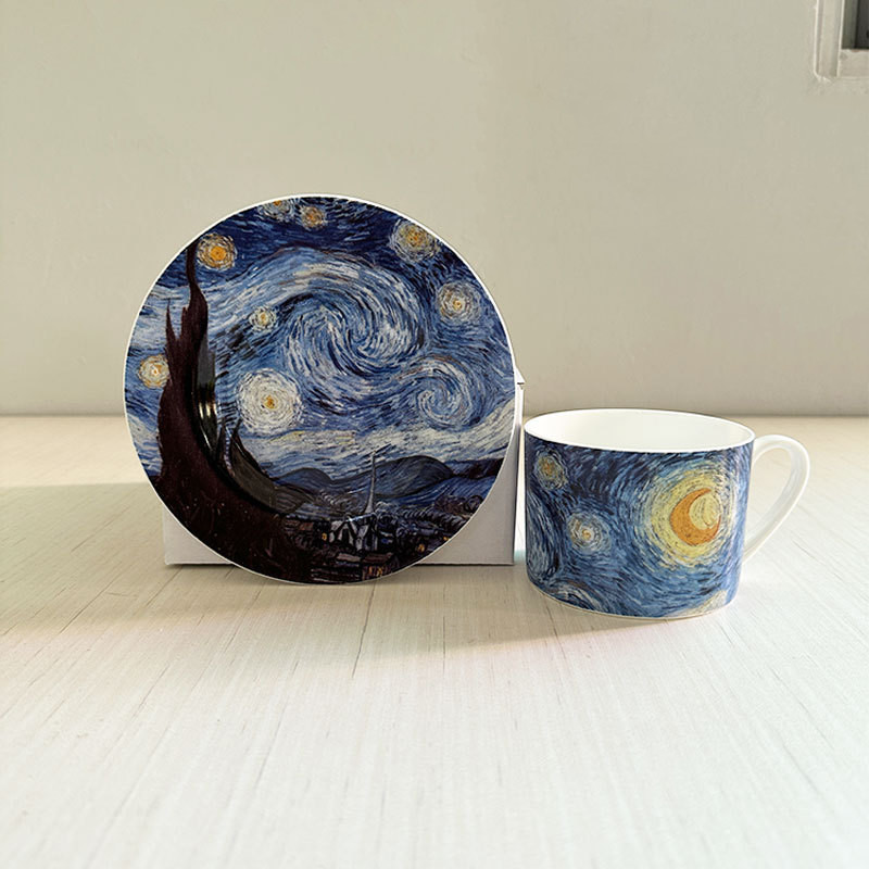 Van Gogh Coffee Cup Set Art Bone China Cup and Saucer Artistic ...