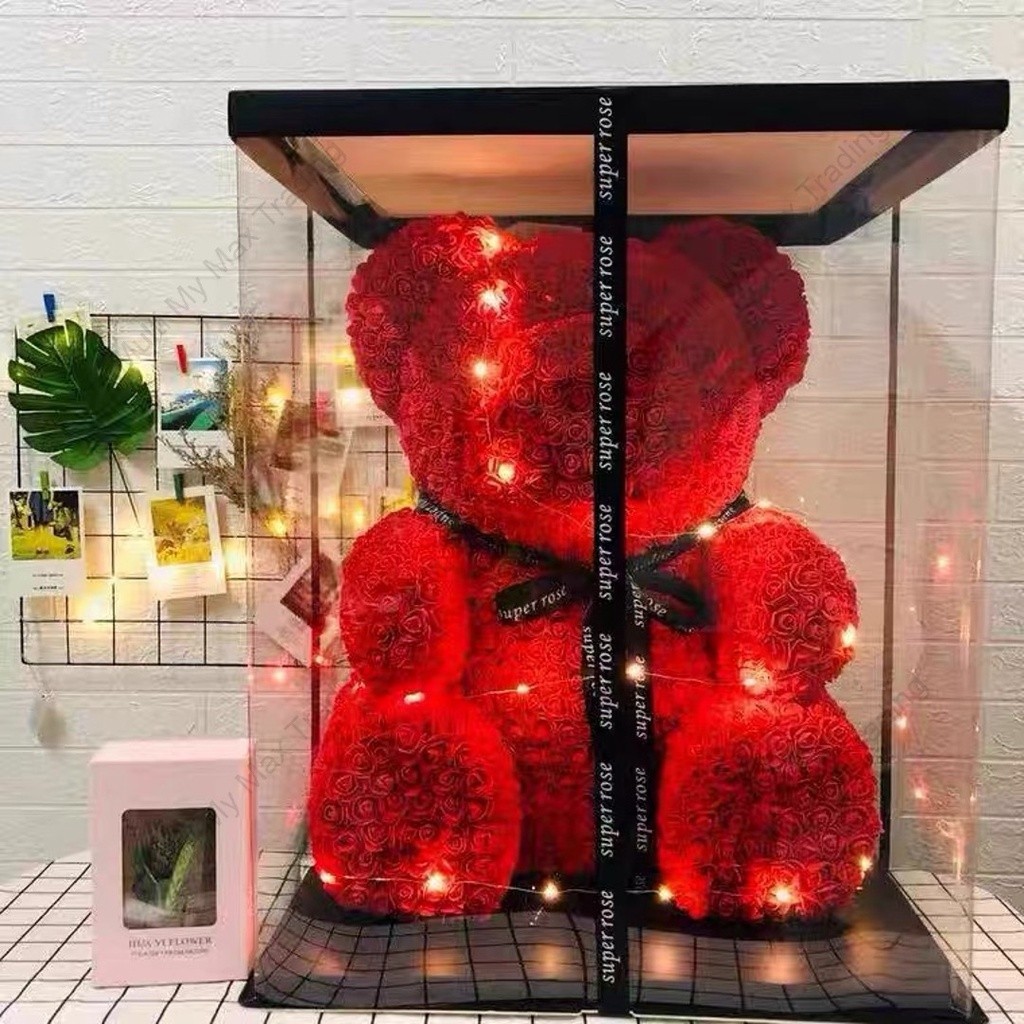 GIFT Rose Flower Bouquet Teddy Bear Gift Box (小熊玫瑰花束礼盒) 生日情人节 Birthday ...