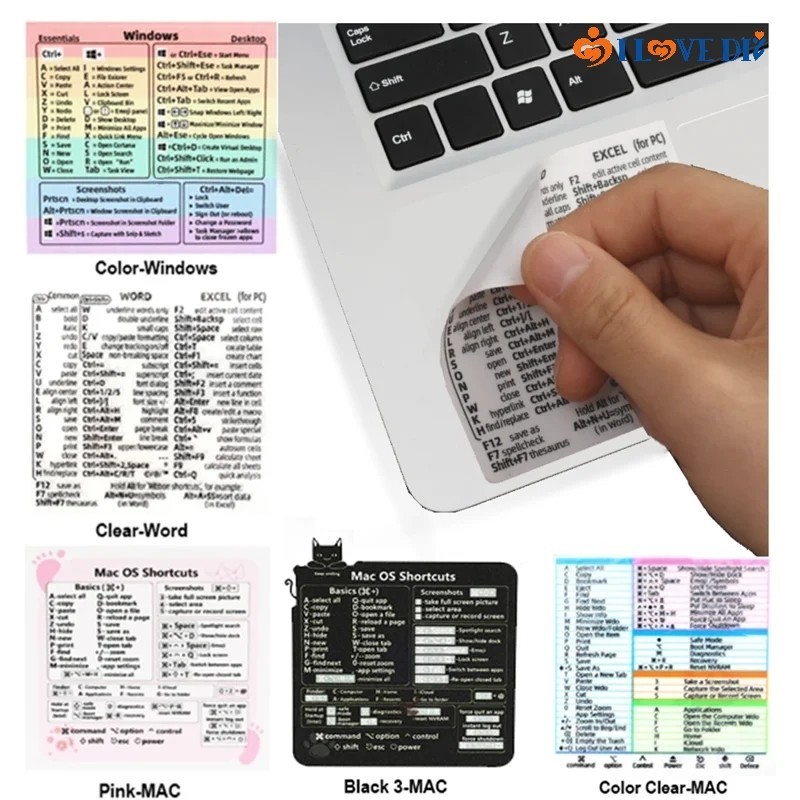 16 Styles Self Adhesive Waterproof Computer Sticker DIY Keyboard ...