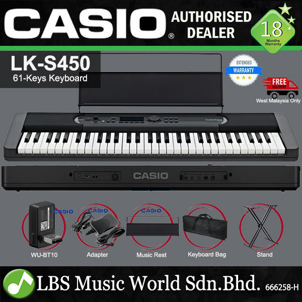 Casio LK-S450 61 Key Lighting Keyboard Electronic Music Piano With Learning Function (LKS450 LKS ...