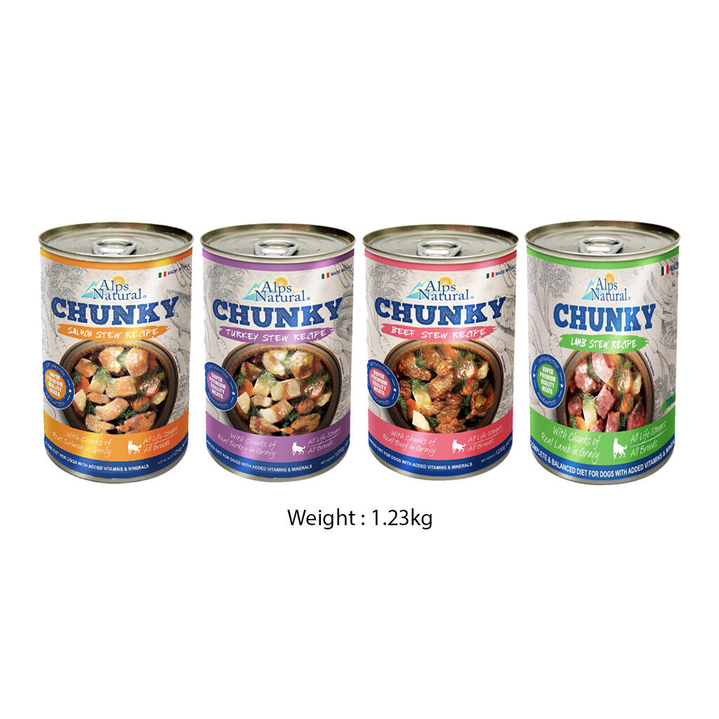 Alps Natural Chunky Wet Dog Food Chunk Meat 1.23kg Lamb / Salmon ...