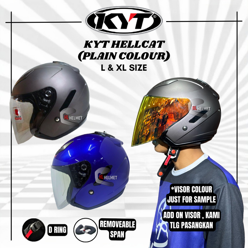 KYT HELLCAT PLAIN COLOUR HELMET SINGLE VISOR KYT HELMET HELLCAT ...
