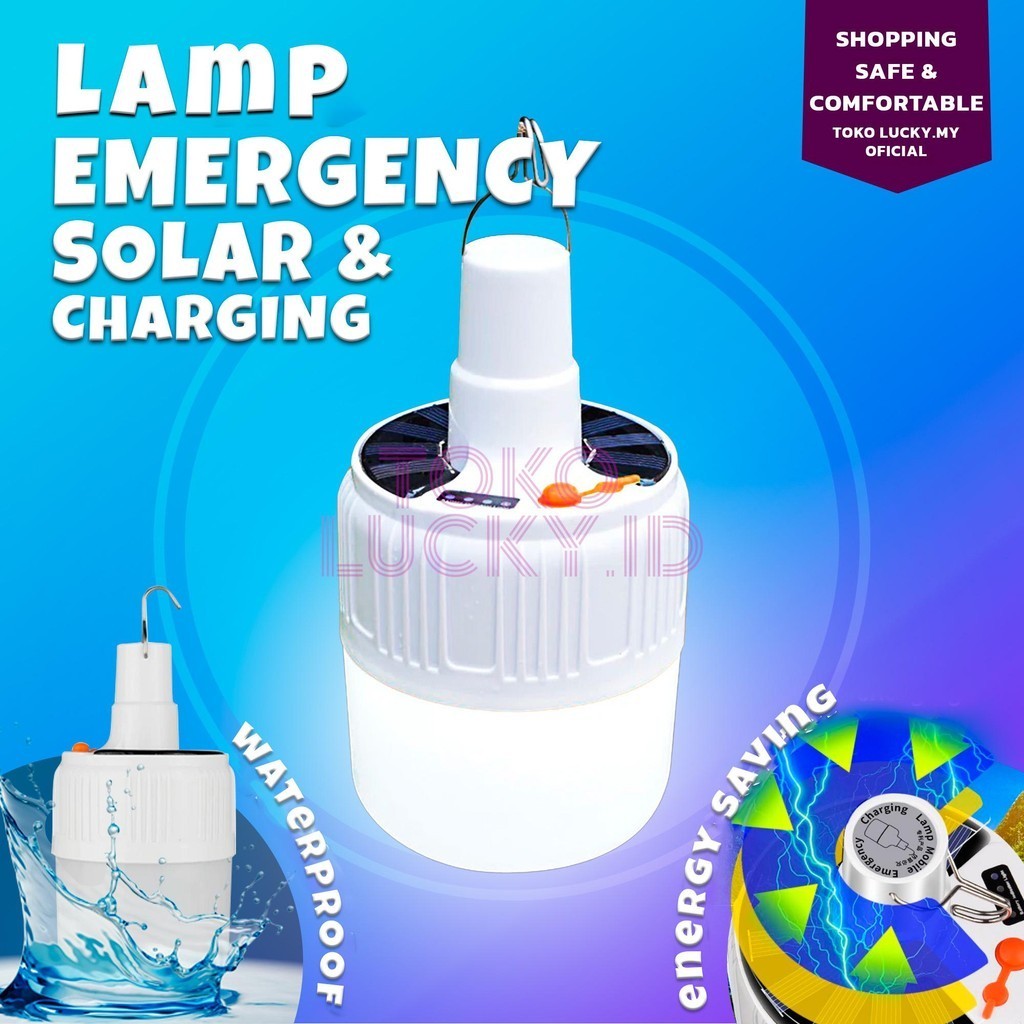Portable Lampu Solar Emergency Lamp LED Rechargeable USB Light Bulb ...