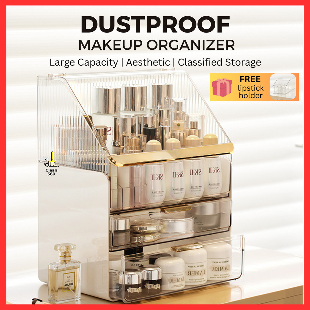 Dustproof Large Makeup Organizer Box Storage Box Tempat Letak Makeup ...