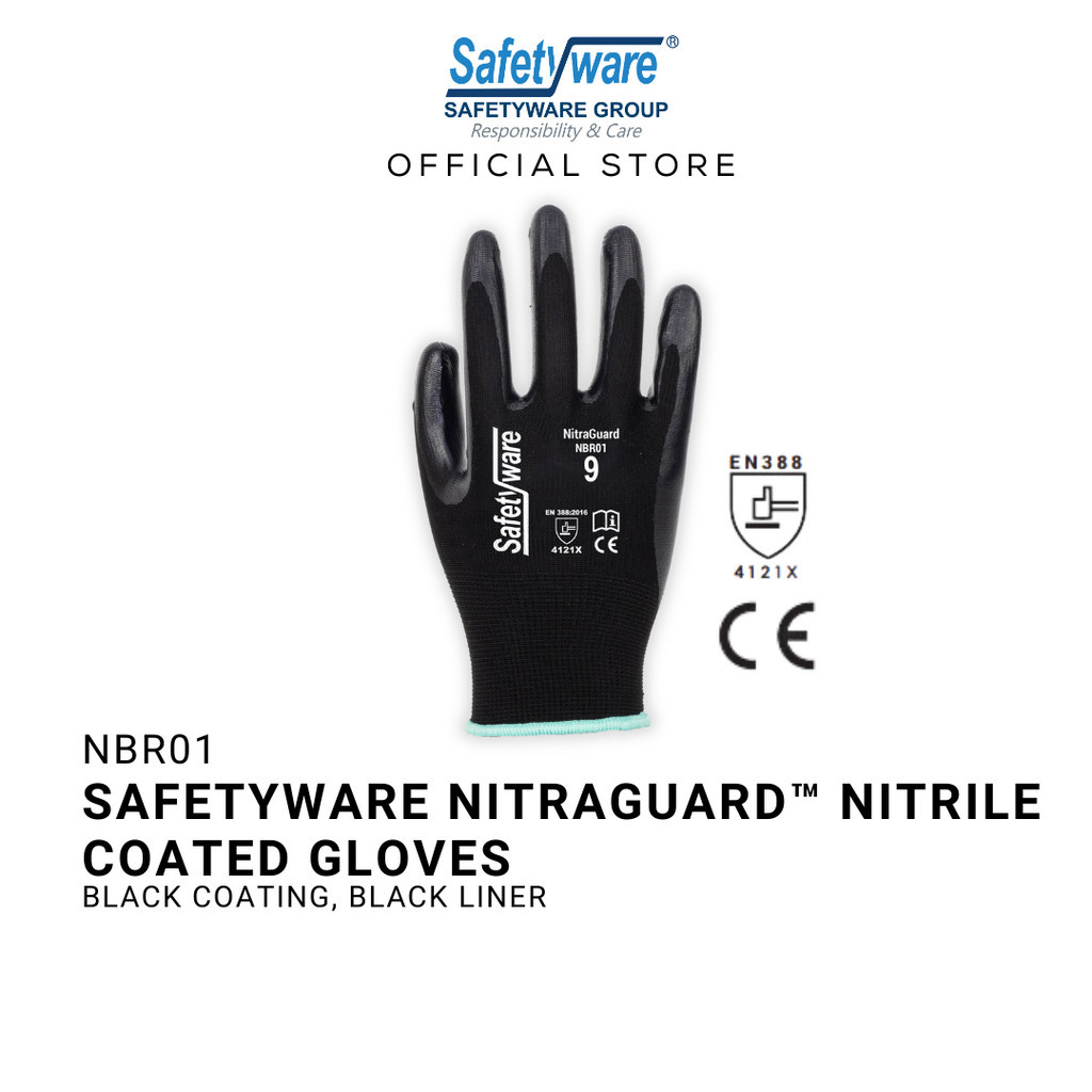 SAFETYWARE NITRAGUARD™ NITRILE COATED GLOVES Sarung Tangan Kerja 1 pair ...