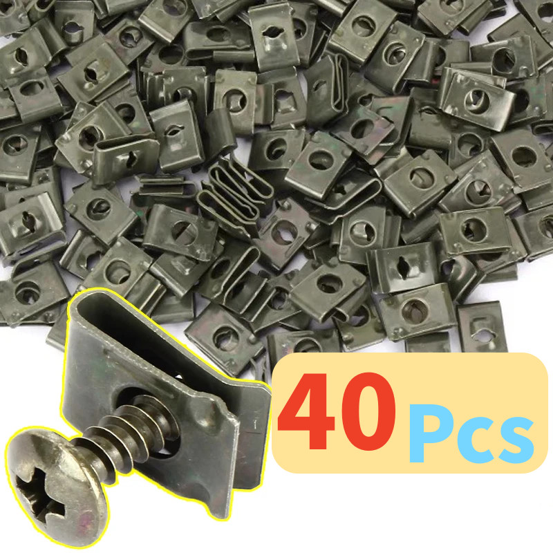 10-40PCS Metal U-type Clip For Car Bumper Fender Trim Panel Fasteners ...
