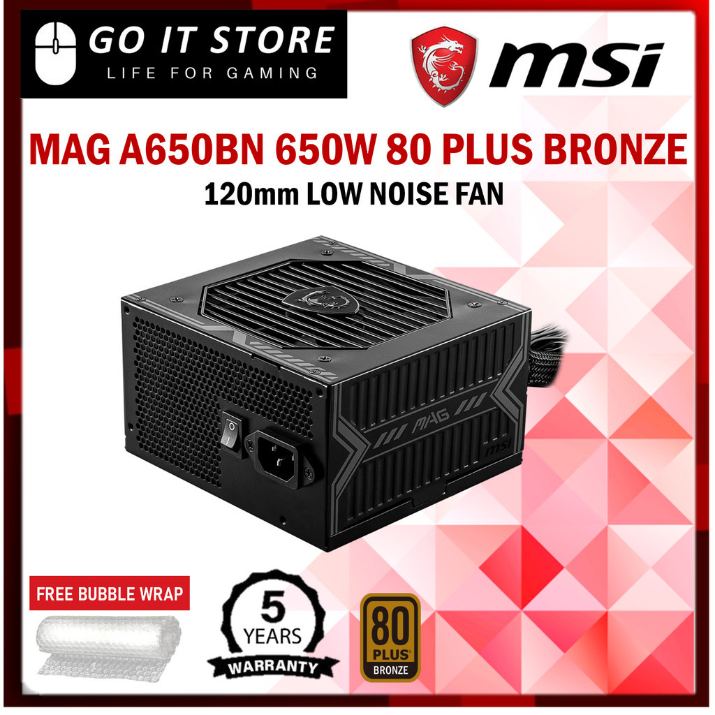 MSI MAG A650BN 650W 80 Plus Bronze Non Modular Power Supply | Shopee Malaysia
