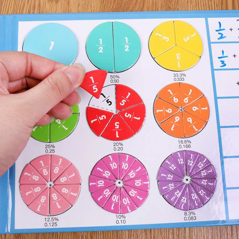 Fraction Teaching Aid Early Education Toy for Kids Pecahan Pembelajaran ...