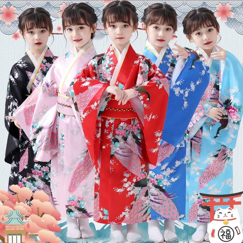 Children's Japanese kimono deity girl kimono girl kimono printed ...