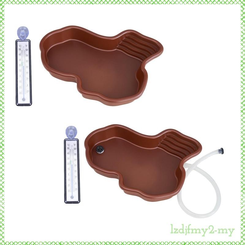 [LzdjfmydcMY] Reptile Bathing Dish Pool with Ramp Turtle Water Bowl for ...